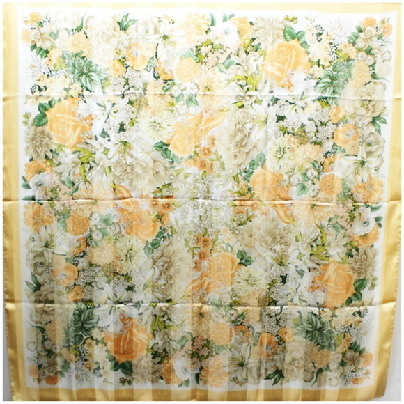 Gucci | Accessories | Gucci Silk Scarf Muffler Orange Gucci Ladies ...